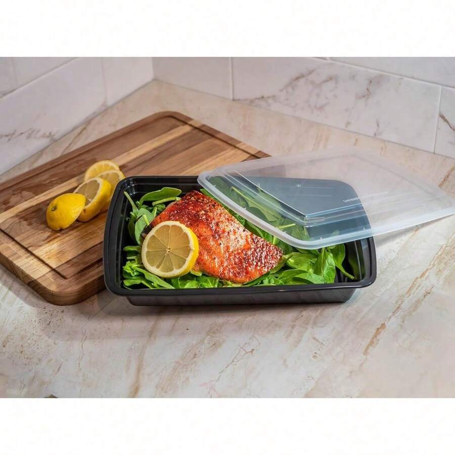 50 Sets Rectangle 58oz Meal Prep Containers With Lids Microwavable Food ...