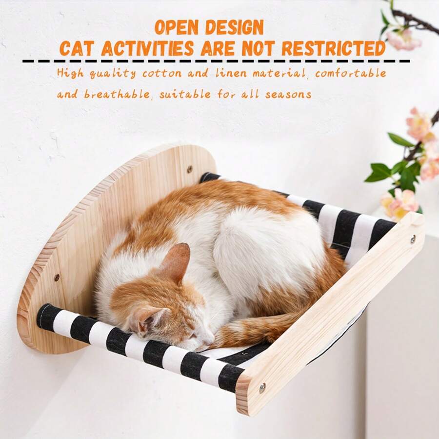 2pcs Wall-Mounted Cat Climber Set - (Cat Hammock + Cat Ladder), Indoor ...