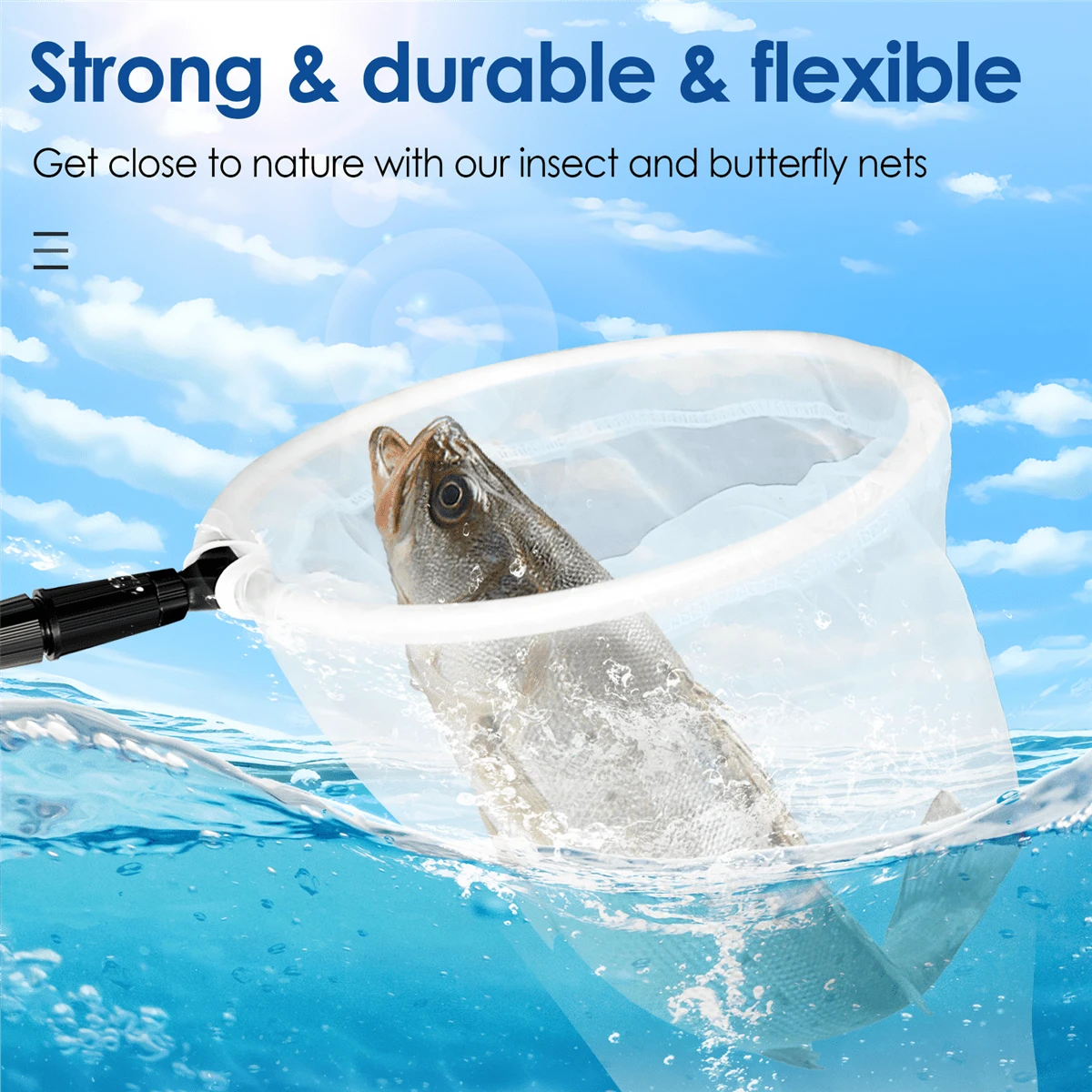 Bug Net Butterfly Catching Fish Nylon With Telescopic Handle For Adults ...
