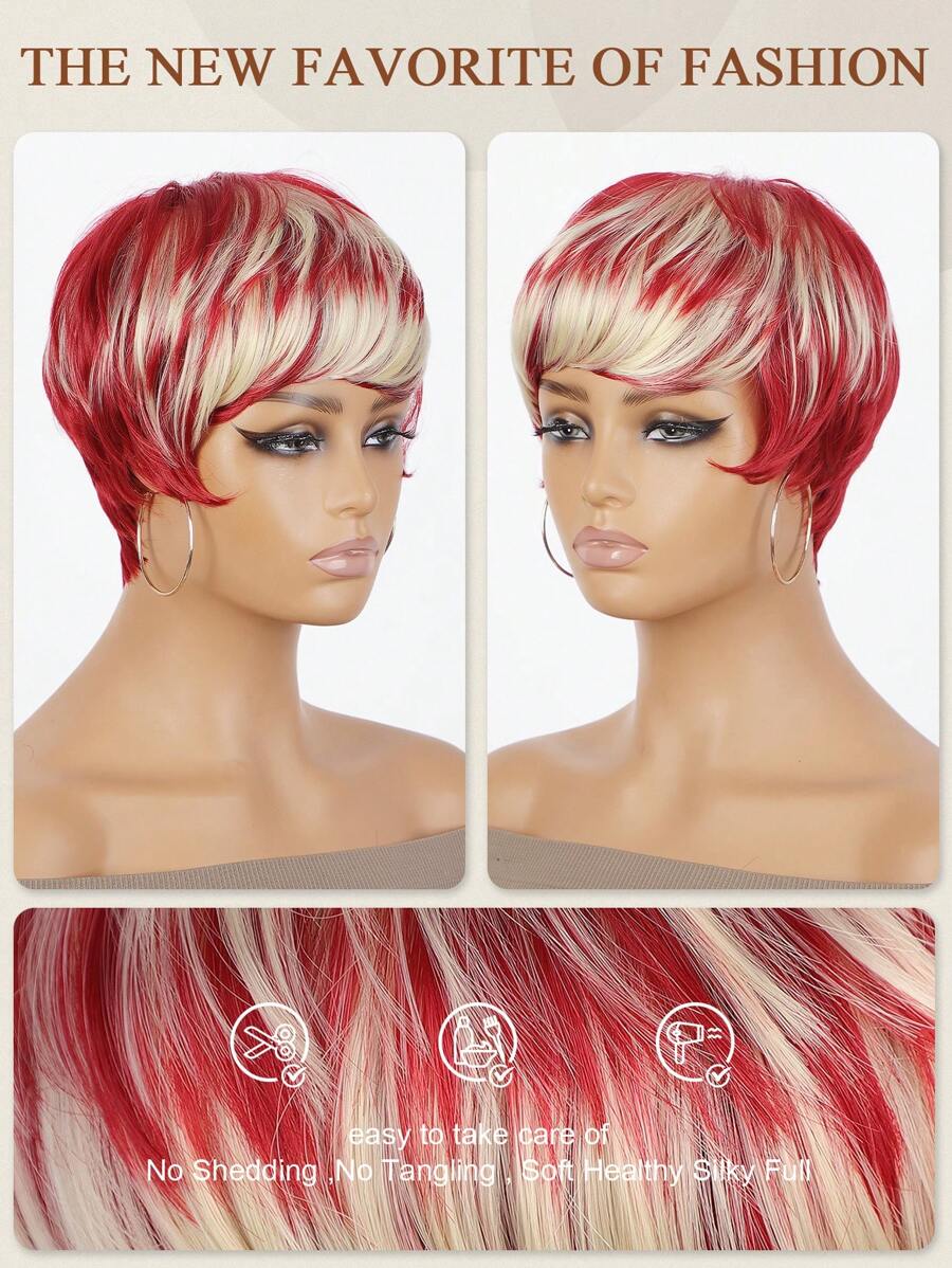 Short Pixie Cut Wigs For Black Women 6 Inch Ombre Blonde Short Pixie Cut Wig Pixie Cut Wigs With ...