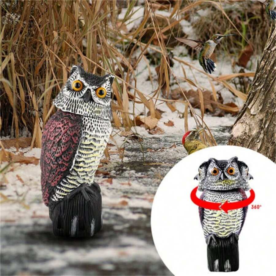 1 Pc Realistic Fake Owl Decoy With Rotating Head For Garden Yard ...