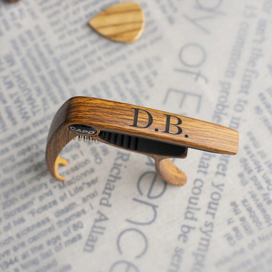 Personalized Metal Guitar Capo With Wood Grain Custom Message Engraved ...
