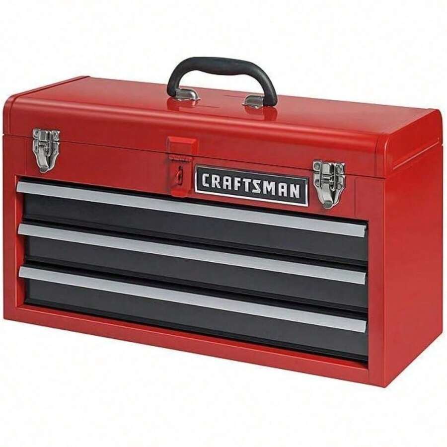 3-Drawer Metal Portable Chest Toolbox Red | SHEIN