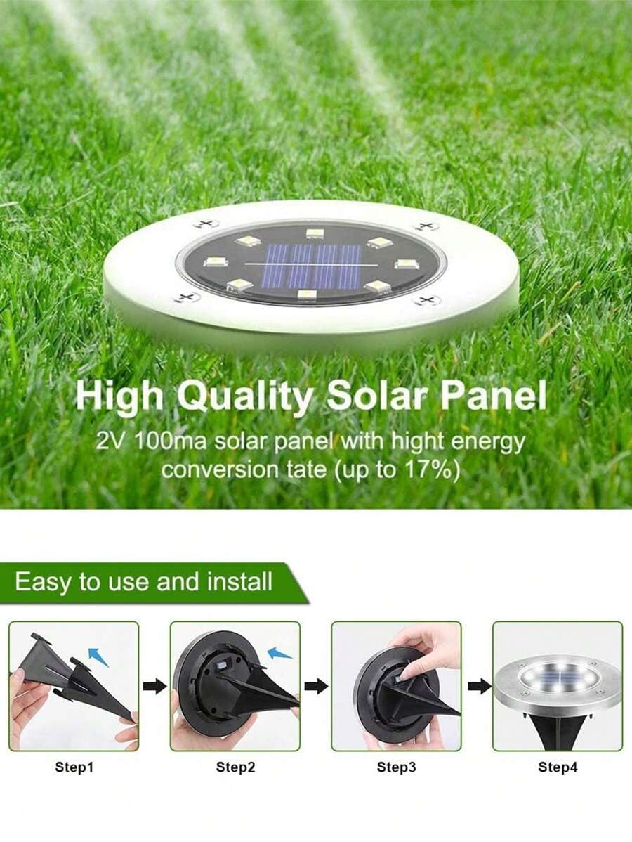 4 Packs Solar Floor Lamp, Outdoor Landscape Lights Solar Disk Lights ...