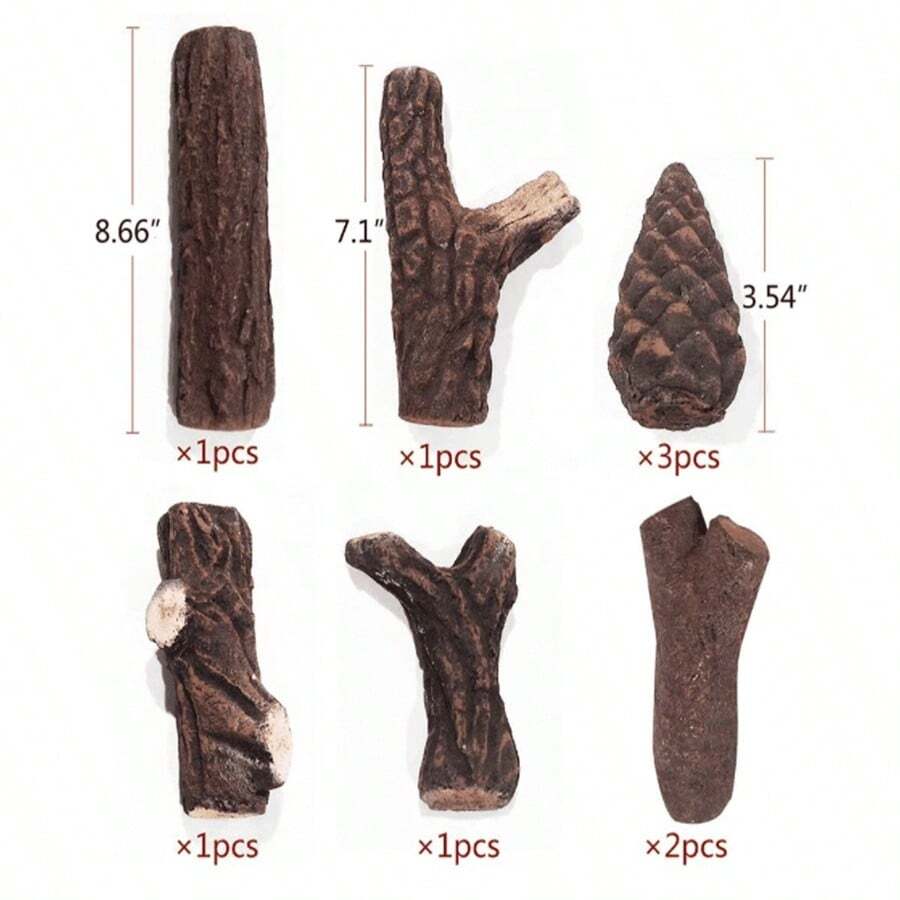 9 Pcs Fake Gas Fireplace Logs ; Ceramic Wood Fire Pit Logs Sets For ...