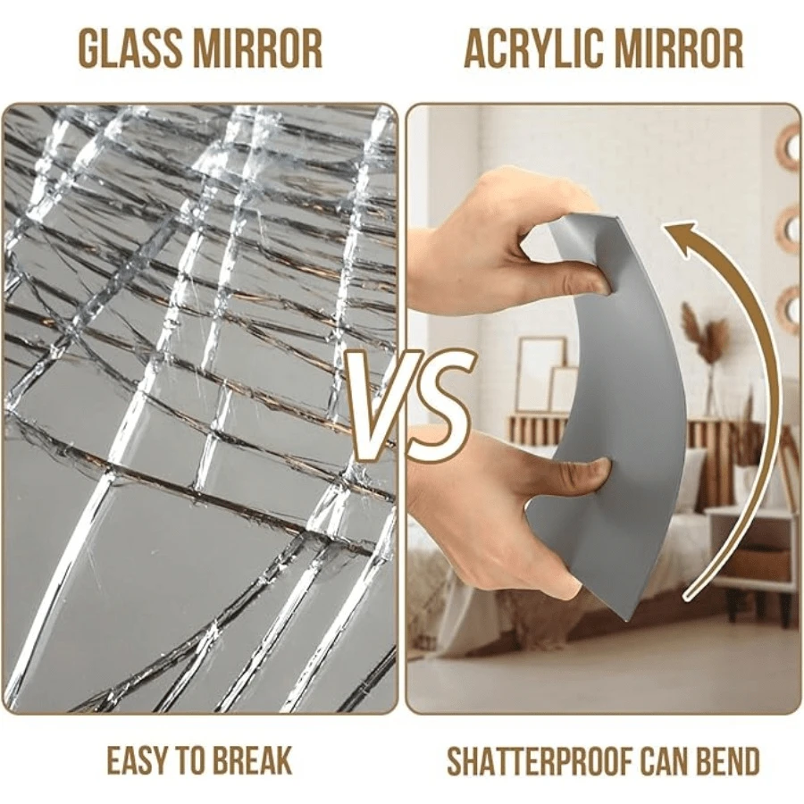 4 Packs Self Adhesive Acrylic Mirror, Mirror Tiles,Flexible Plastic ...
