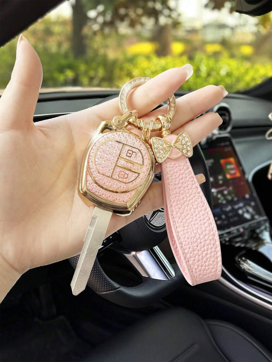 Pink Crystal Car Key Shell Compatible With Suzuki SX4, Solio, Alto ...