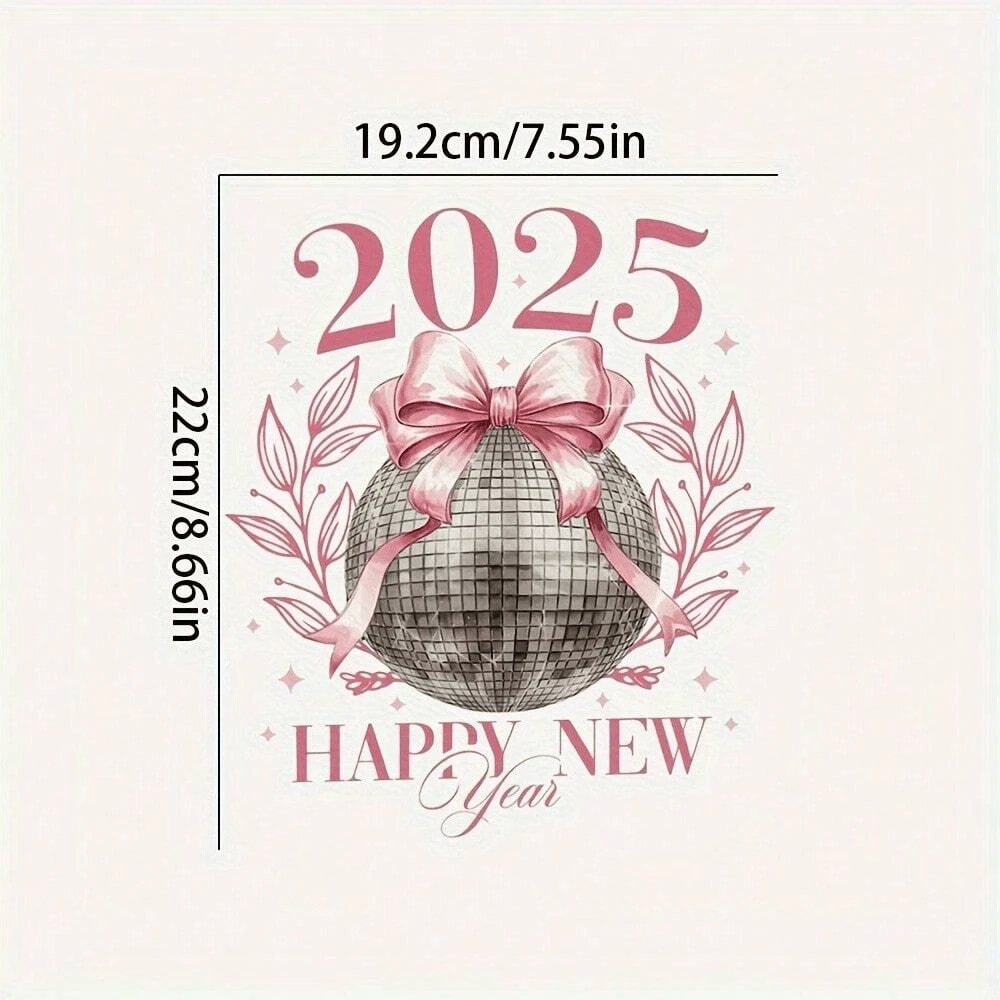 New Year 2025 Disco Ball Hot Stickers, Pink Bows - Clothing And Fabrics ...