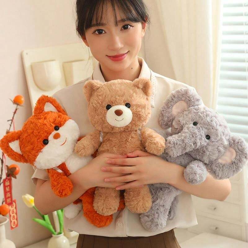 Brown Bear Gray Elephant Red Fox Plushies Stuffed Animal To Run Fast ...