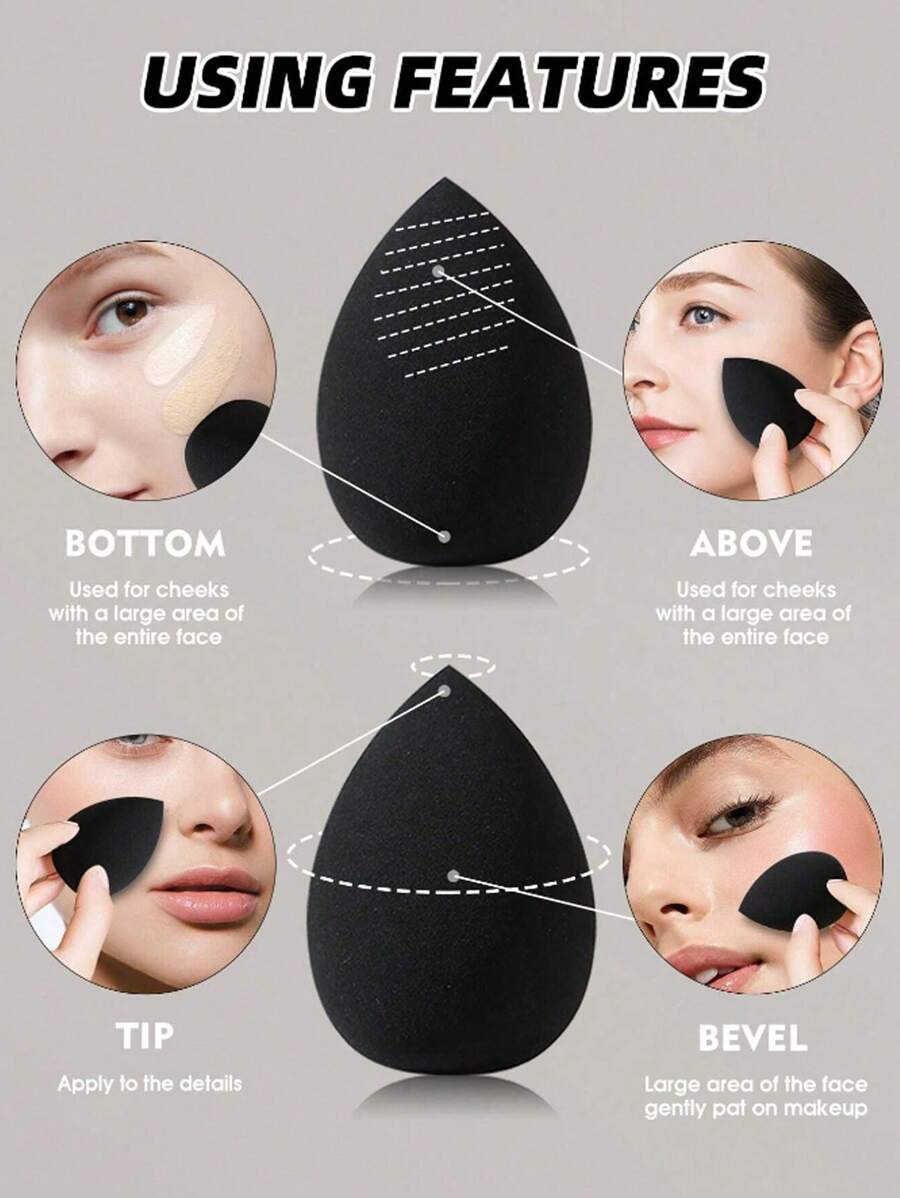 16pcs Makeup Sponge Set Including: 3 Triangle Puffs, 4 Makeup Sponge, 3 ...