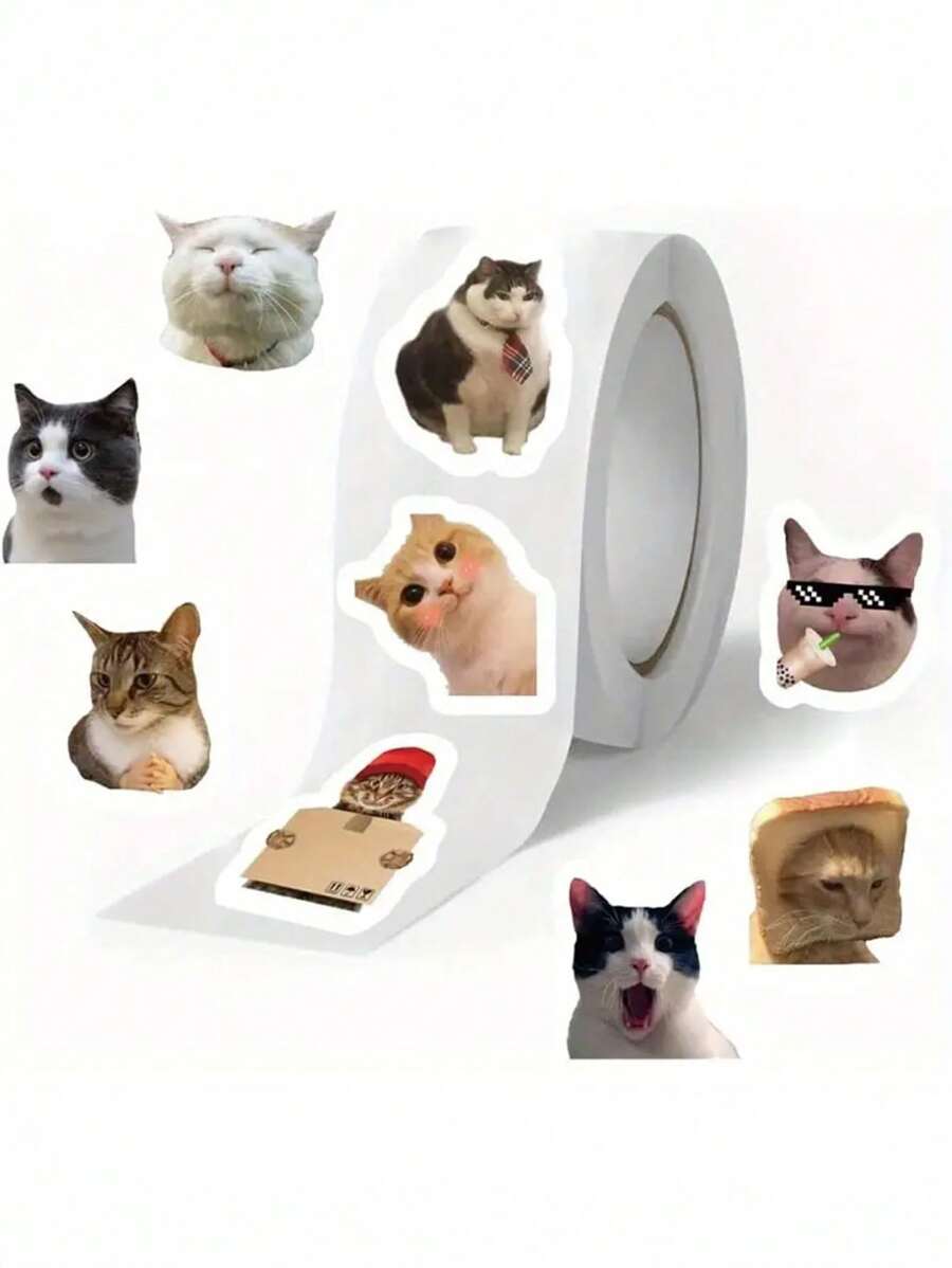 500pcs/Roll Cat Envelope Seals Sticker Funny Sticker Happy Cat Meme ...