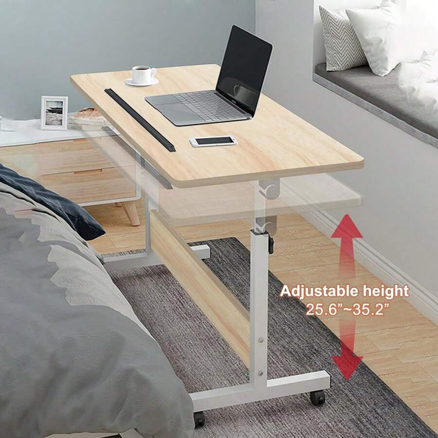 Rolling Desk Adjustable Height,Rolling Computer Cart,Portable Laptop ...