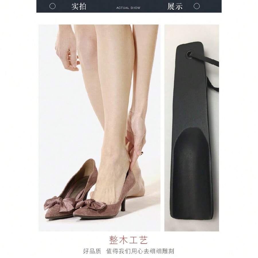 Wooden Shoe Horn With Long Handle For Elderly, Pregnant Women, And Kids ...