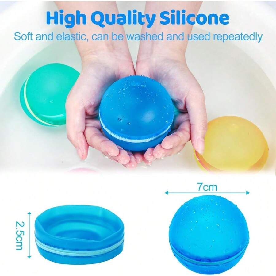 6& 12 Pcs Adult Reusable Water Balls , Silicone Refillable Water ...