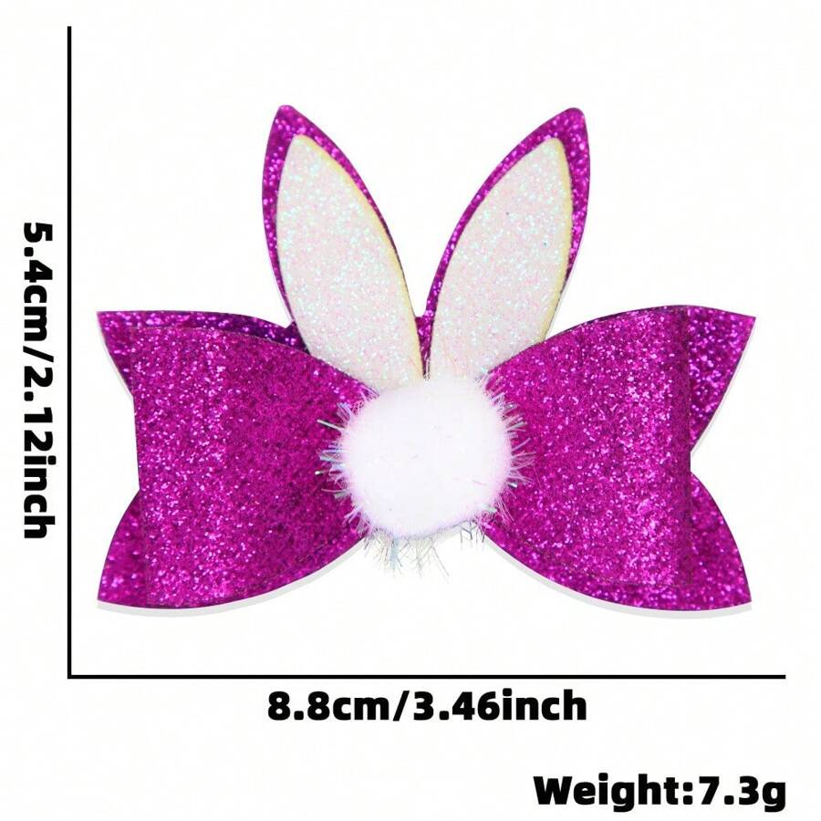New Cartoon Easter Hair Clips, Onion Pink Bunny Ears & Bow Hair Clips ...