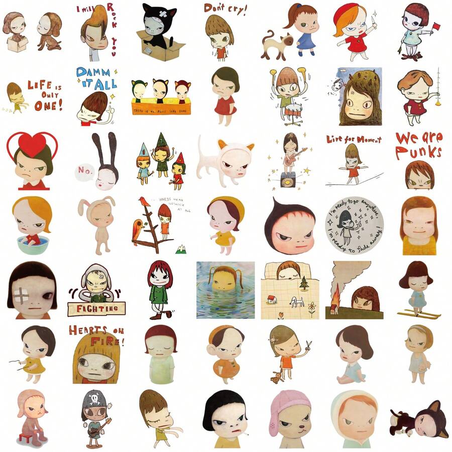 50PCS Yoshitomo Nara Stickers For Scrapbooking, Diary, Laptop, Bumper ...