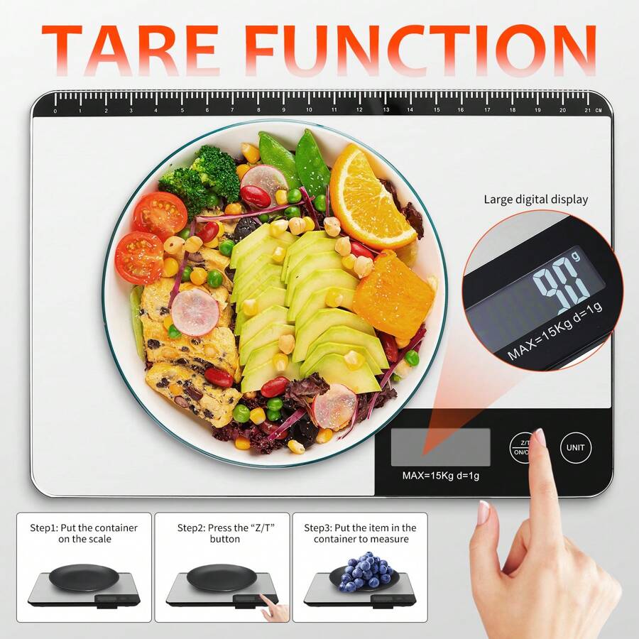 Food Scale Digital Kitchen Scale Grams Ounces Pounds Clear Reading With ...