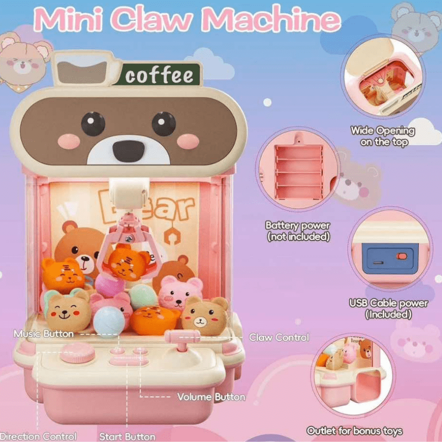 Mini Claw Machine With Toys Candy Claw Machine With Power Charging And ...
