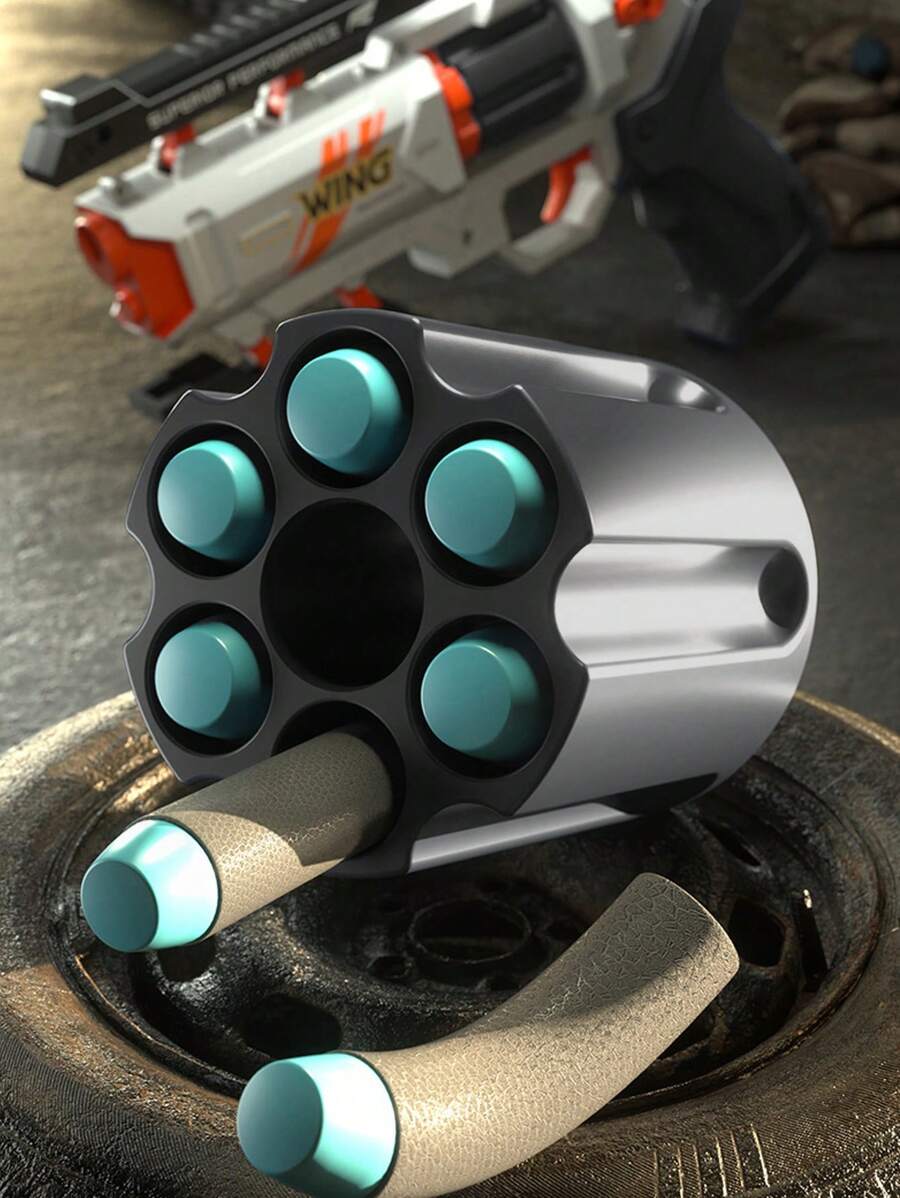 Gold Cracked Revolver Drum Manual Loading Soft Bullet Shooting Toy Gun ...