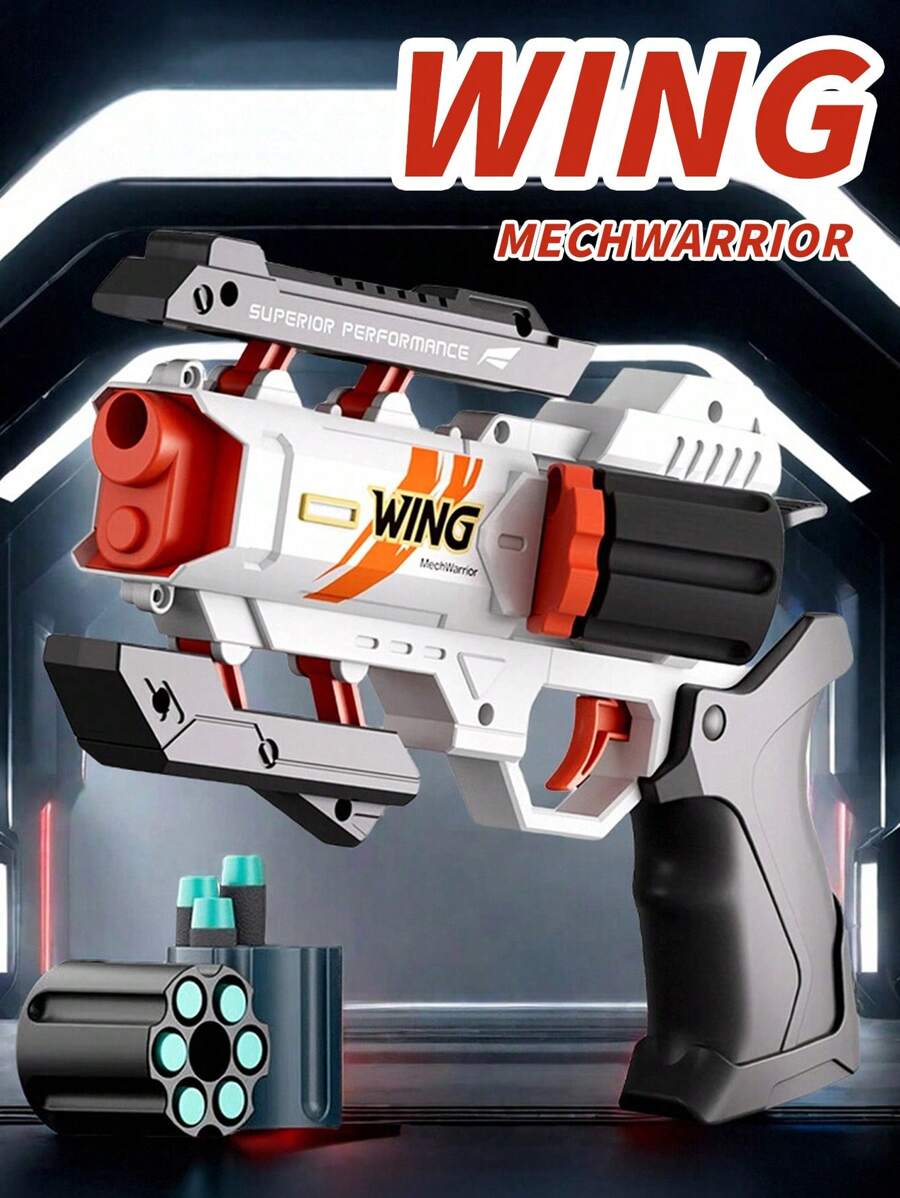 Gold Cracked Revolver Drum Manual Loading Soft Bullet Shooting Toy Gun ...