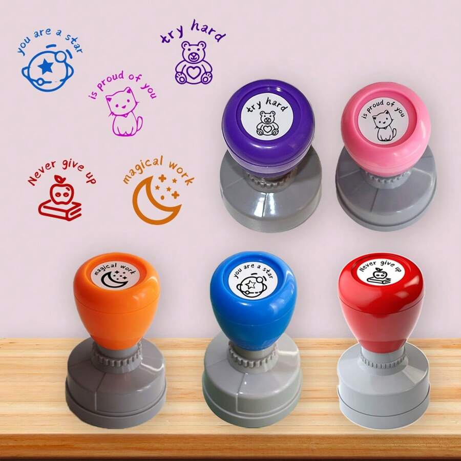 Colorful Cartoon Stamps, Inspiring Cheering Up Messages, Fun Stamping ...