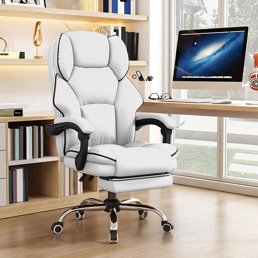 Office Chair Reclining Computer Gaming Chair With Foot Rest Executive ...