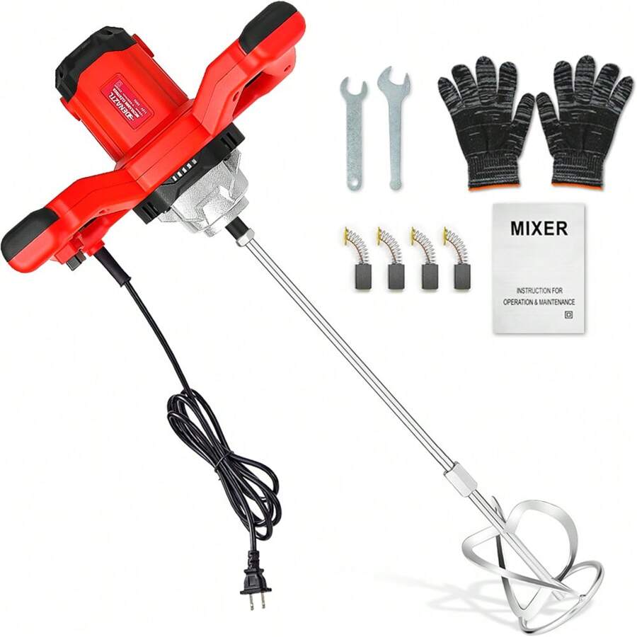 Denaztl Cement Mixer, Upgrade 2300W Electric Concrete Mixer With 6 Speeds, 110V Handheld Mud ...