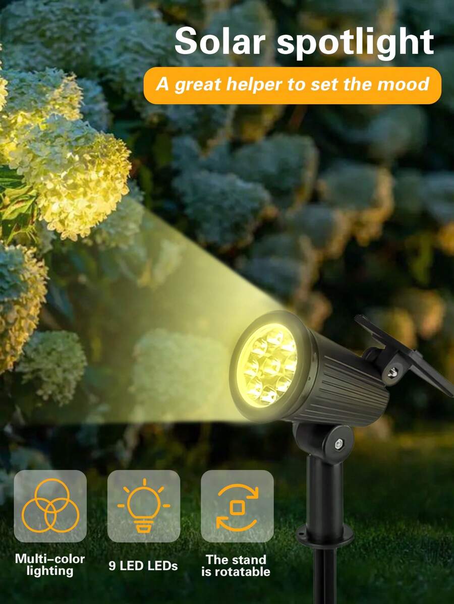 1 Peça Luz Solar Externa para Árvore com 9 LEDs, Luz de Mastro ...