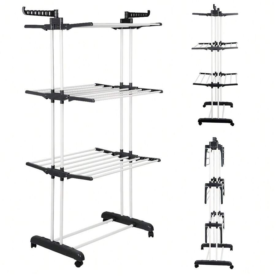 Large Capacity Stainless Steel Clothes Airer, Foldable Clothes Airer ...