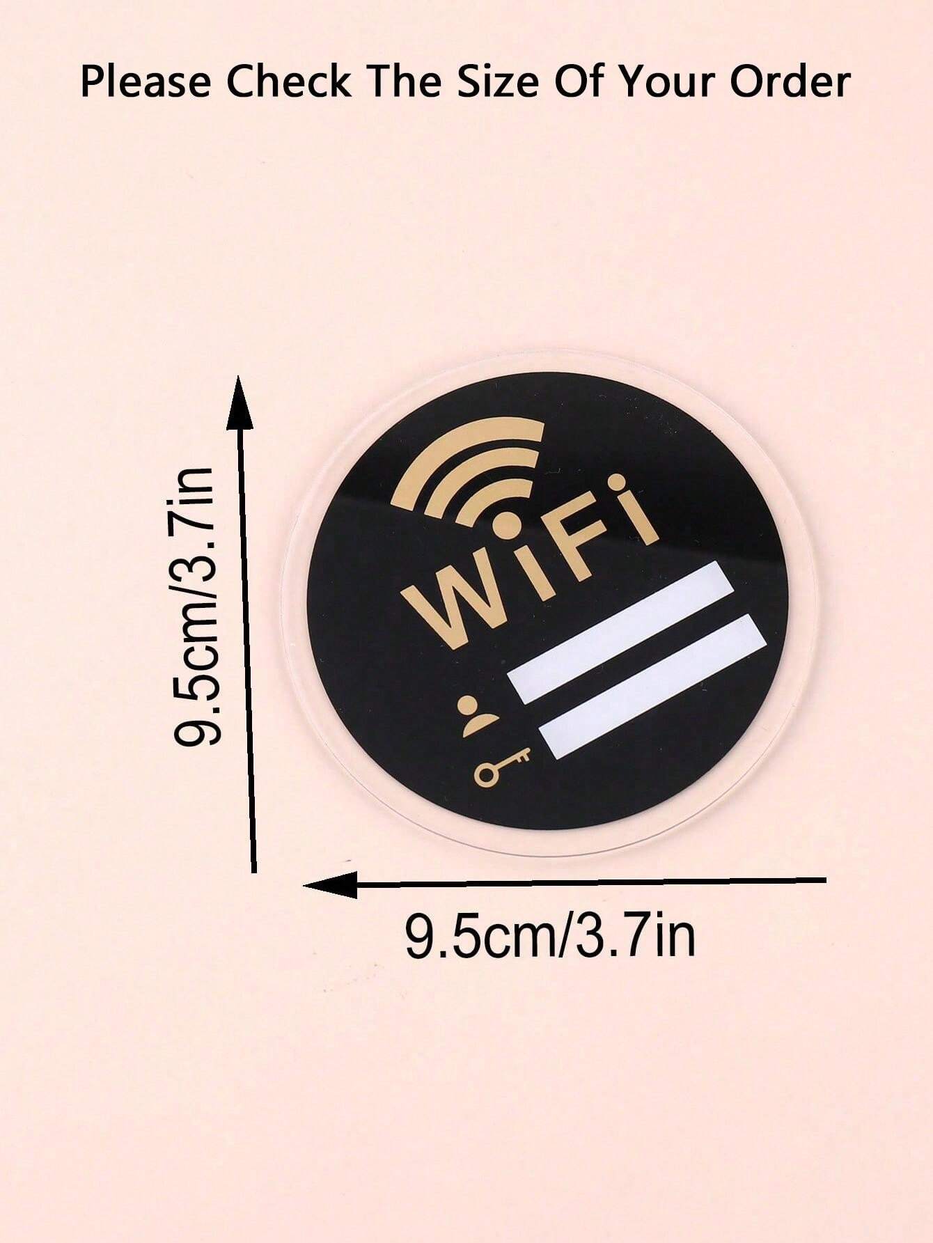 Wi-Fiのロゴとパスワードのサイン アクリル製 黒 2枚入り、Wi-Fiのロゴステッカー 壁デカール、Wi-Fiサインボード、Wi-Fiパスワードサイン、ワイヤレスネットワークサイン ...