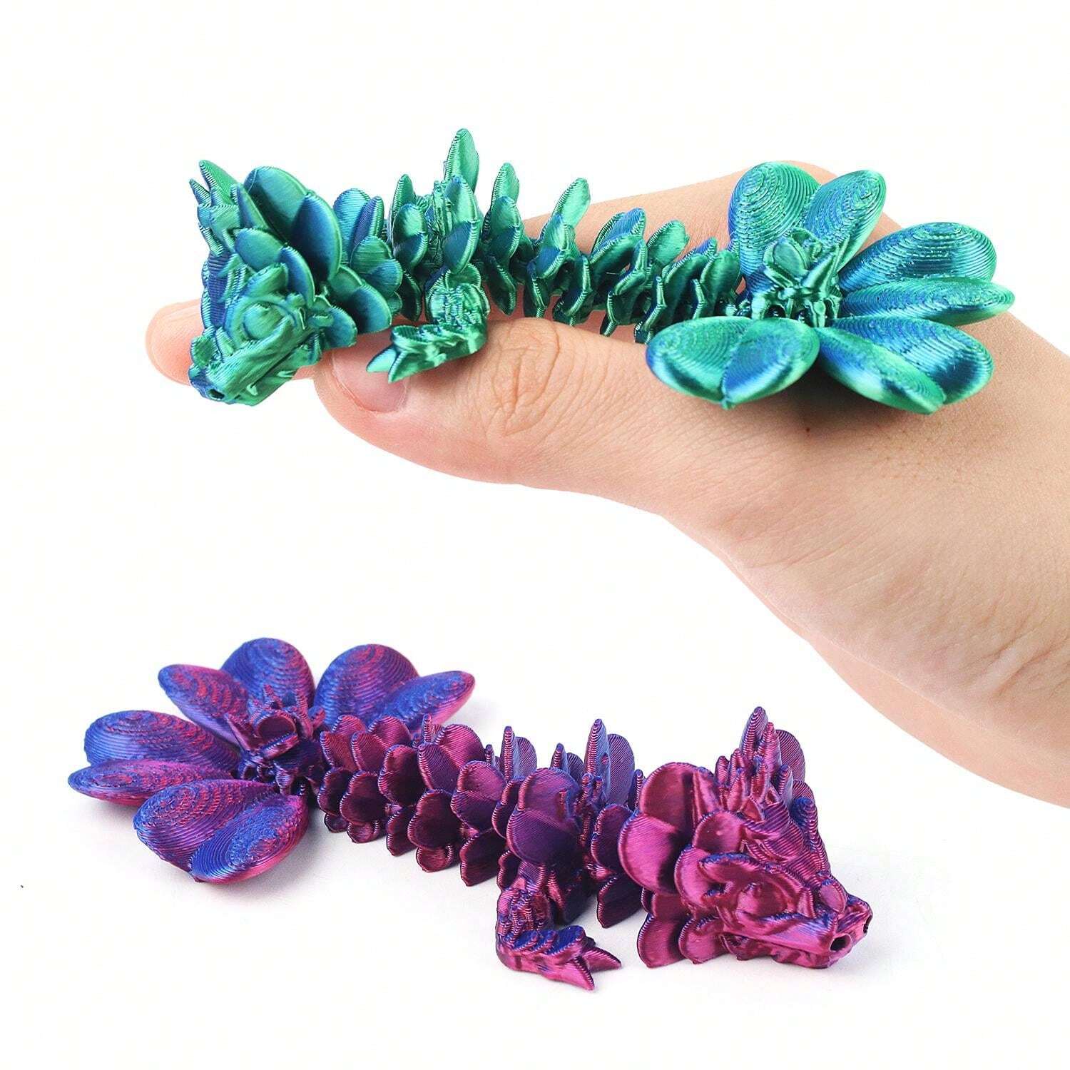3D Printed Dragon With Clover Four-Leaf Articulated Dragon Posable ...