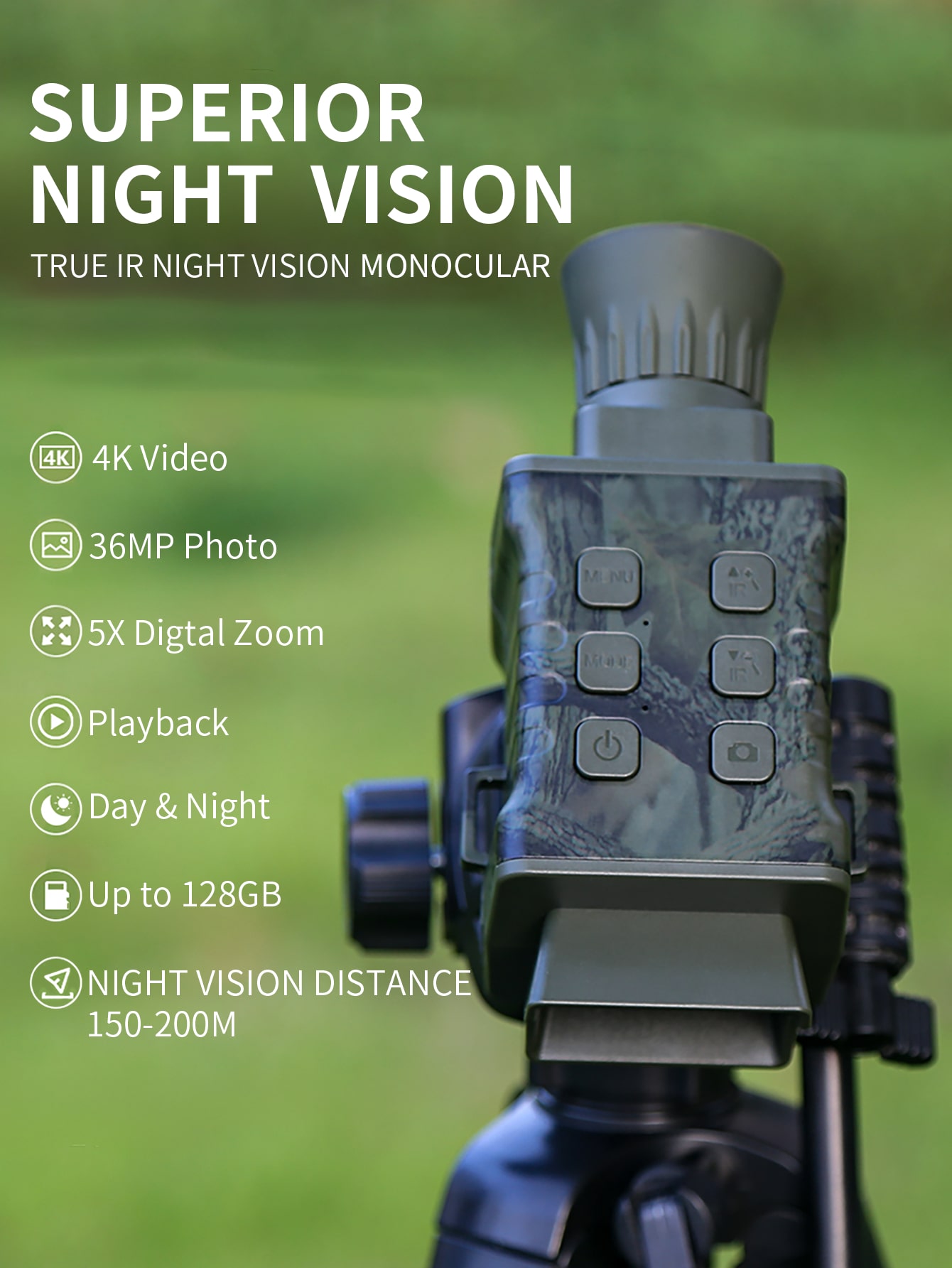 36MP Photos 4K Video Portable Night Vision Goggles For Hunting Tourism ...