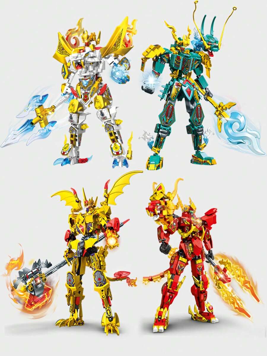 4 Styles Creative Transform Robots Mini Building Blocks DIY Toys For ...