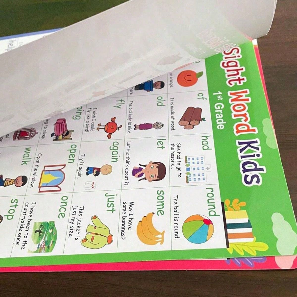 5PCS Sight Words Chart Educational Poster With Pictures & Sentences ...