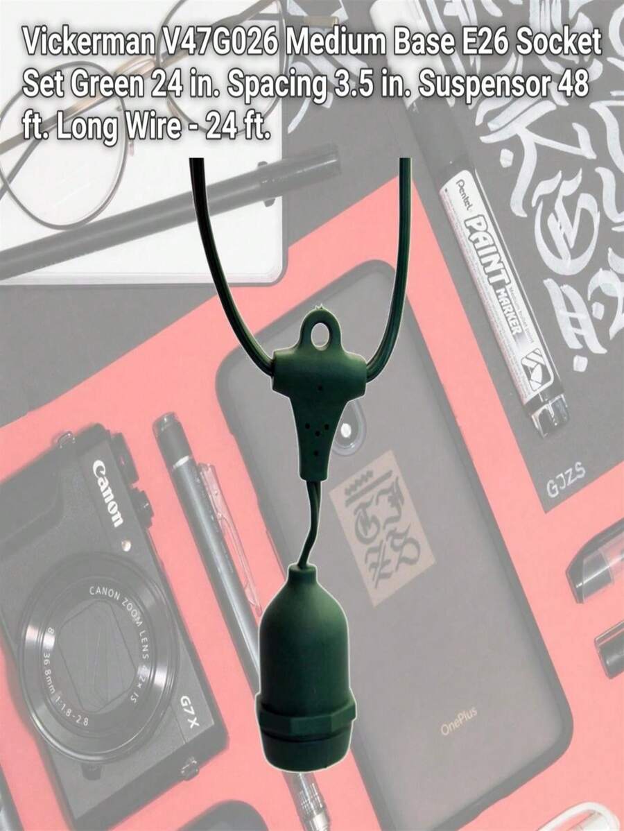 Vickerman V47G026 Medium Base E26 Socket Set Green 24 In. Spacing 3.5 ...