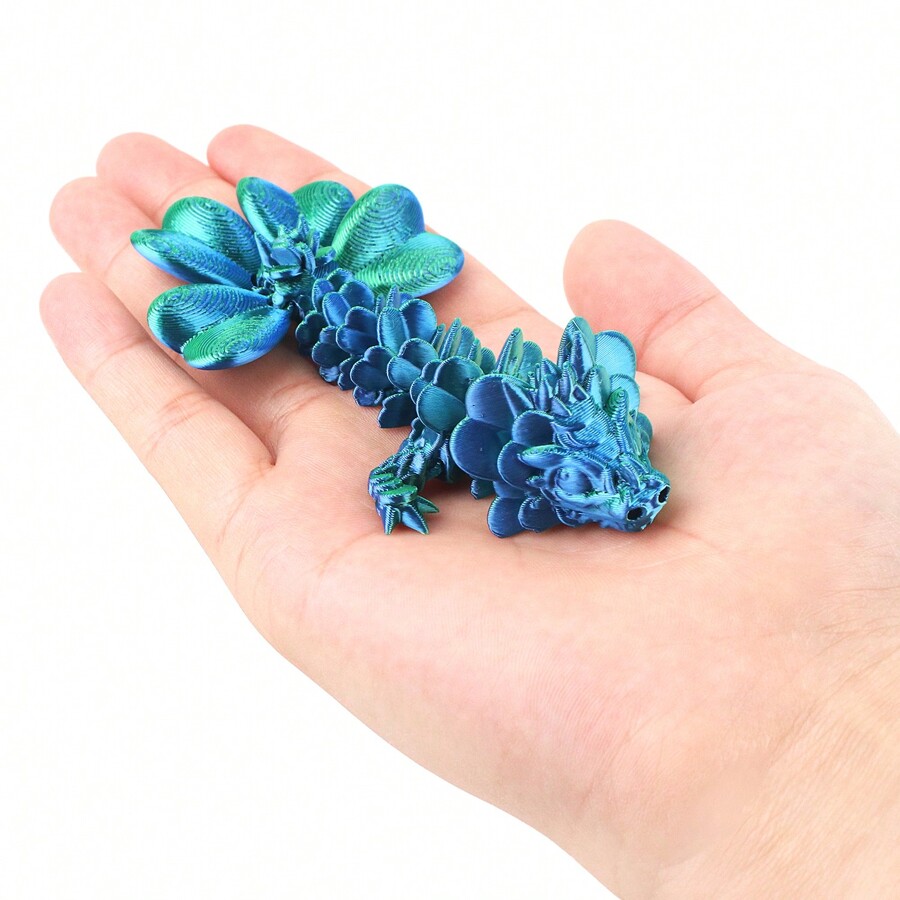 3D Printed Dragon With Clover Four-Leaf Articulated Dragon Posable ...