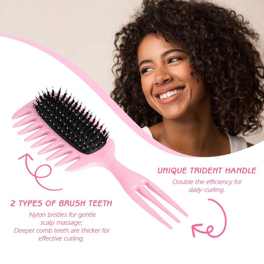 1 Pack Curly Hair Brush Boar Bristle Curl Defining Brush For Curl Wave ...