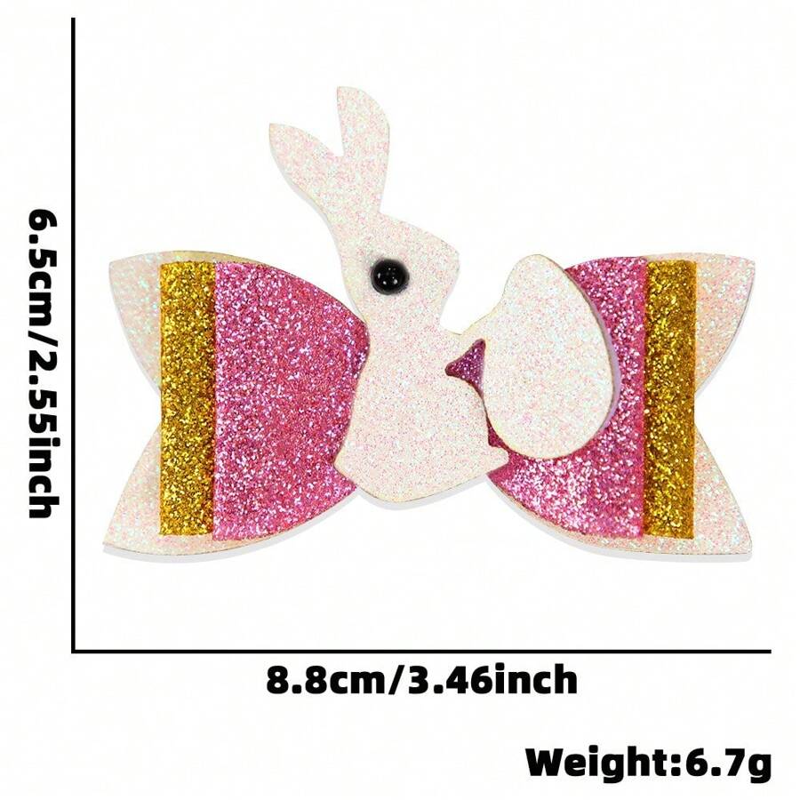 New Cartoon Easter Hair Clips, Onion Pink Bunny Ears & Bow Hair Clips ...