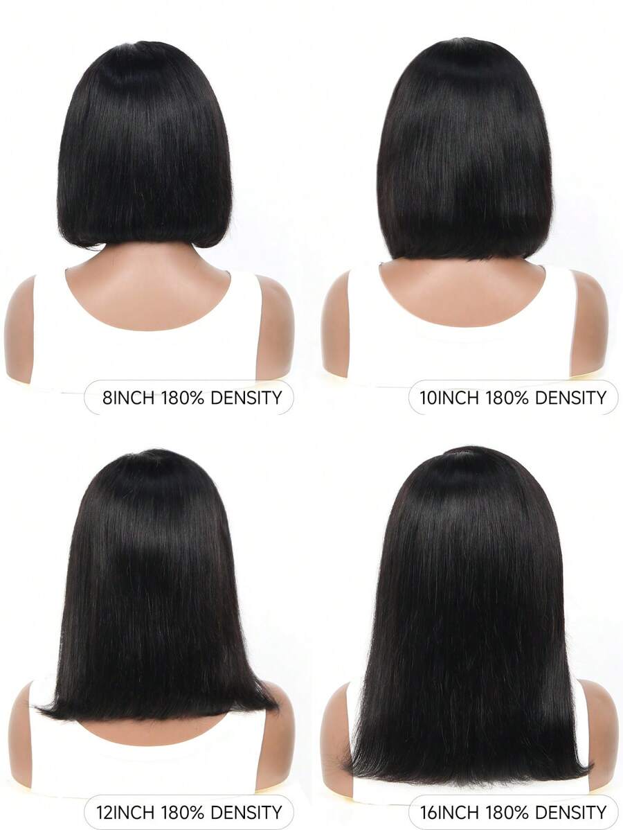 Side Part Lace Front Wigs Human Hair T Part Pre Plucked Short Straight ...