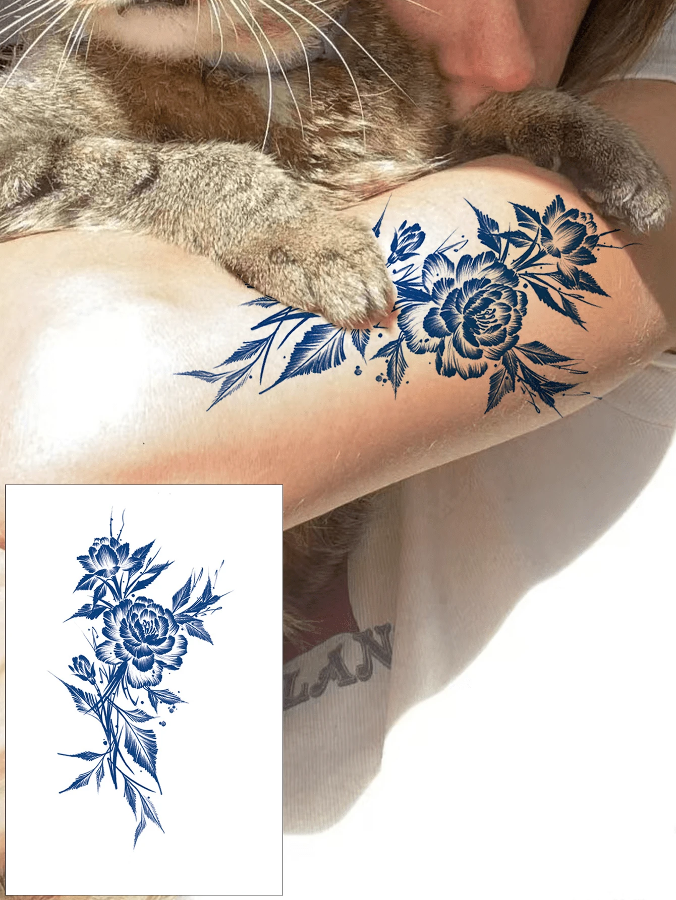 1pc Herbal Semi-Permanent Tattoo Sticker, Fashionable Floral Design ...