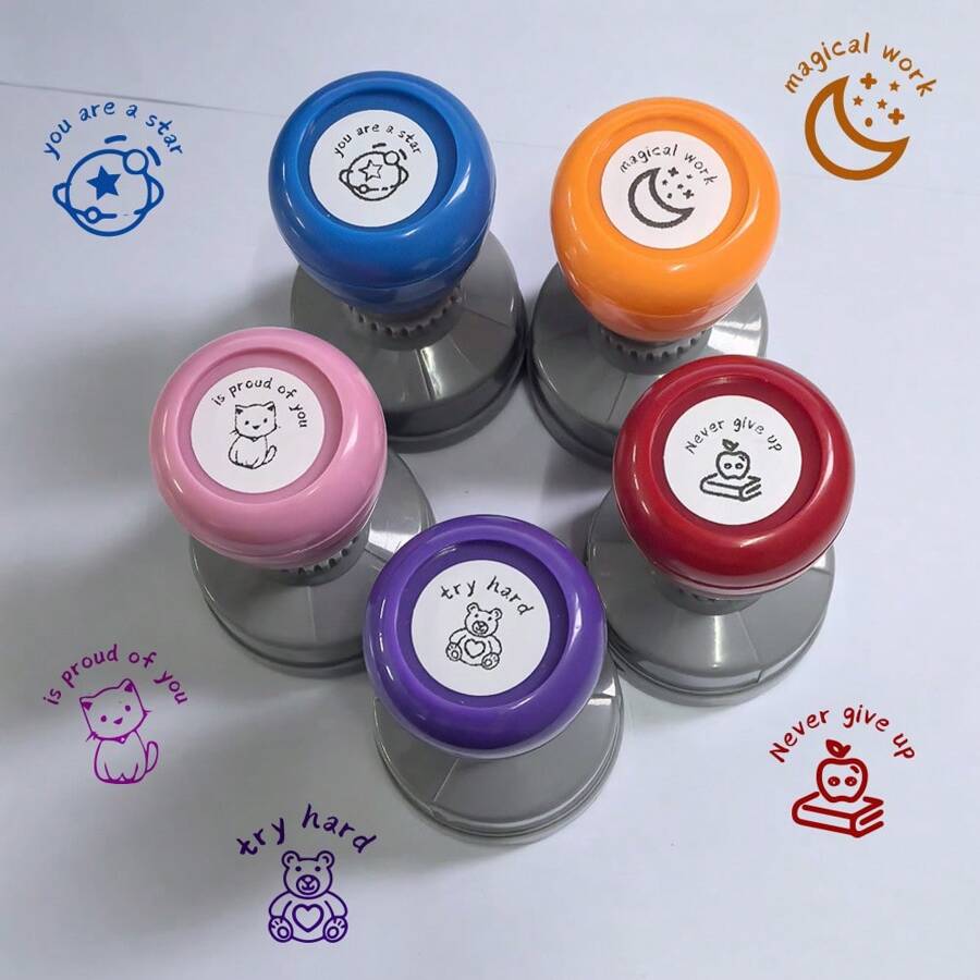 Colorful Cartoon Stamps, Inspiring Cheering Up Messages, Fun Stamping ...