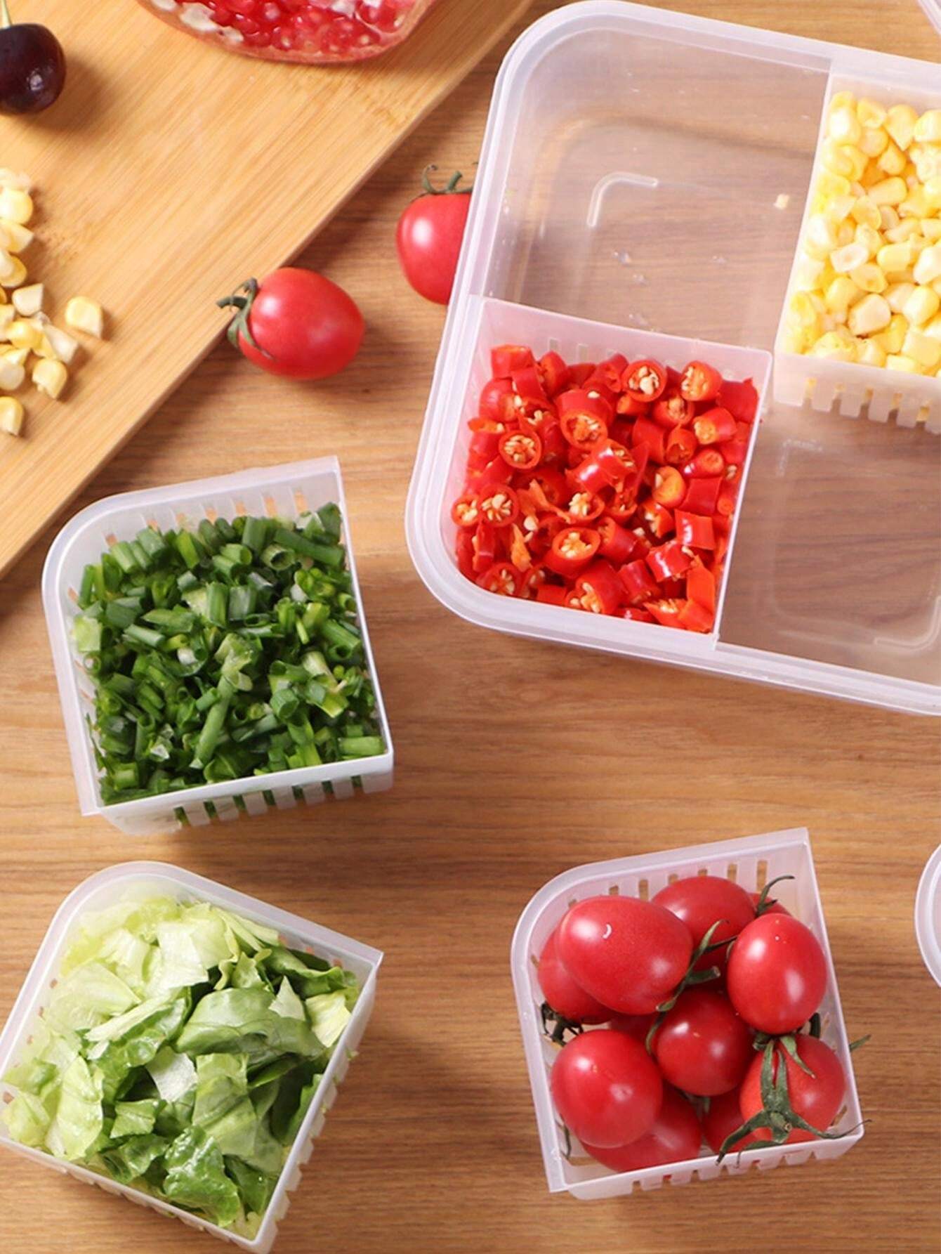 4-Grid Separable Kitchen Storage Box, Fruit & Vegetable Organizer for ...