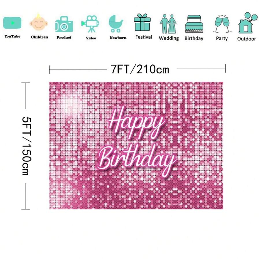 Pink Flash Square Birthday Backdrop Shining Sequins Shimmer Panels Wall ...
