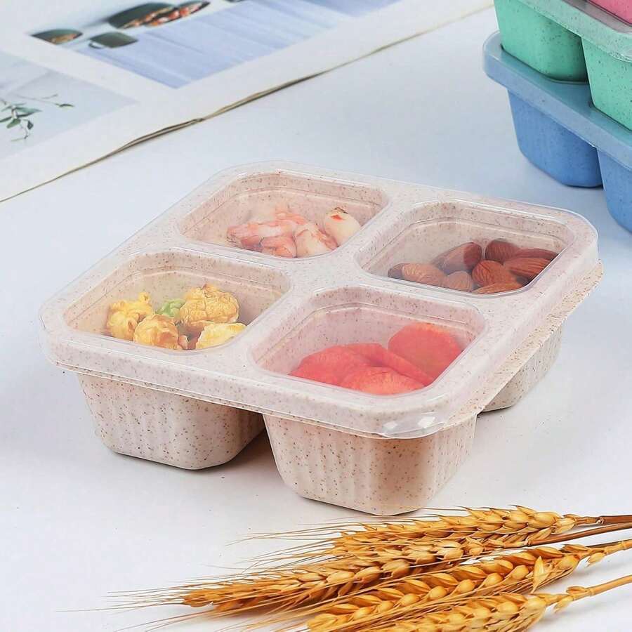 1Pack Bento Snack Containers Set, 4 Compartment Food Storage Containers ...