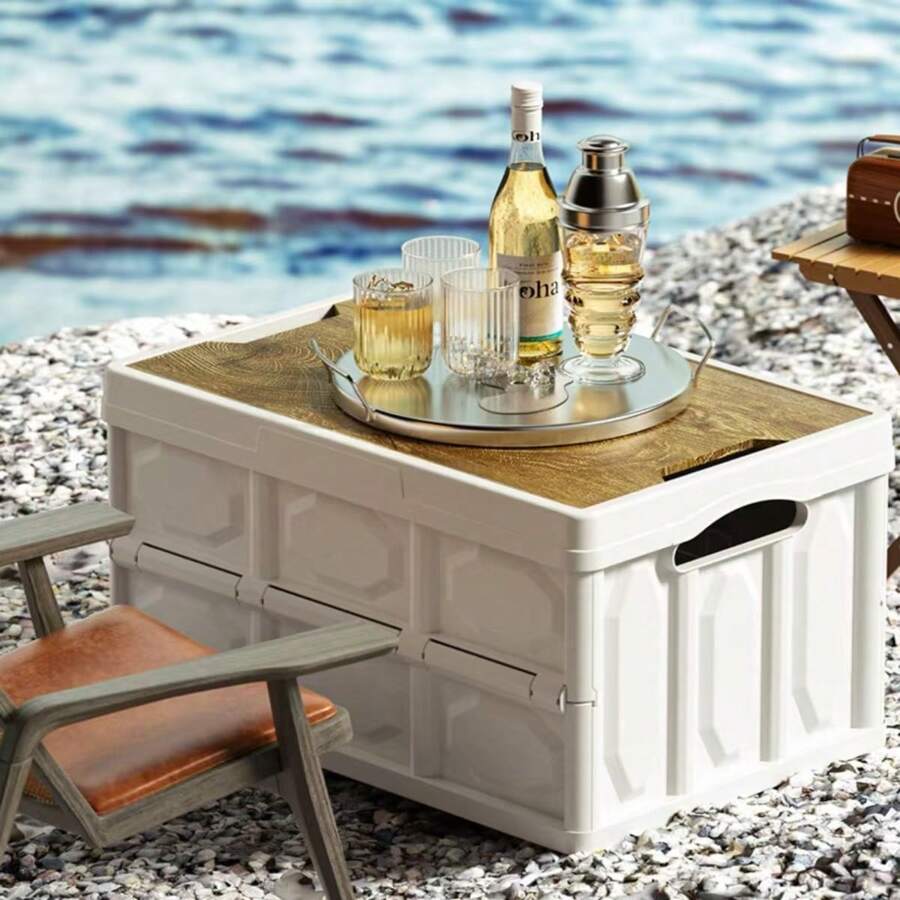 30L Outdoor Camping Plastic Storage Box With Lid, Multi-Function Trunk ...