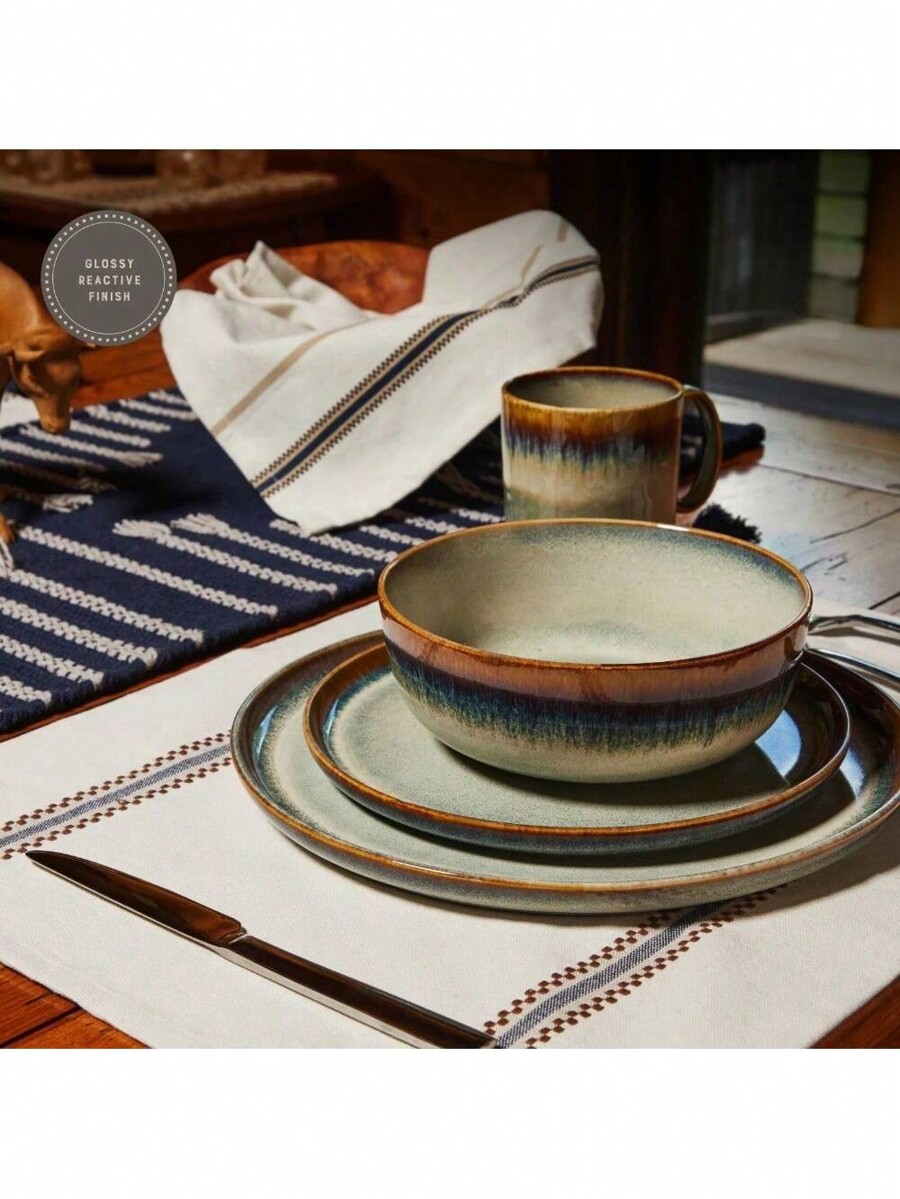 12-Piece Ceramic Dinnerware Set, Kayce Collection Add A Unique Touch Of ...