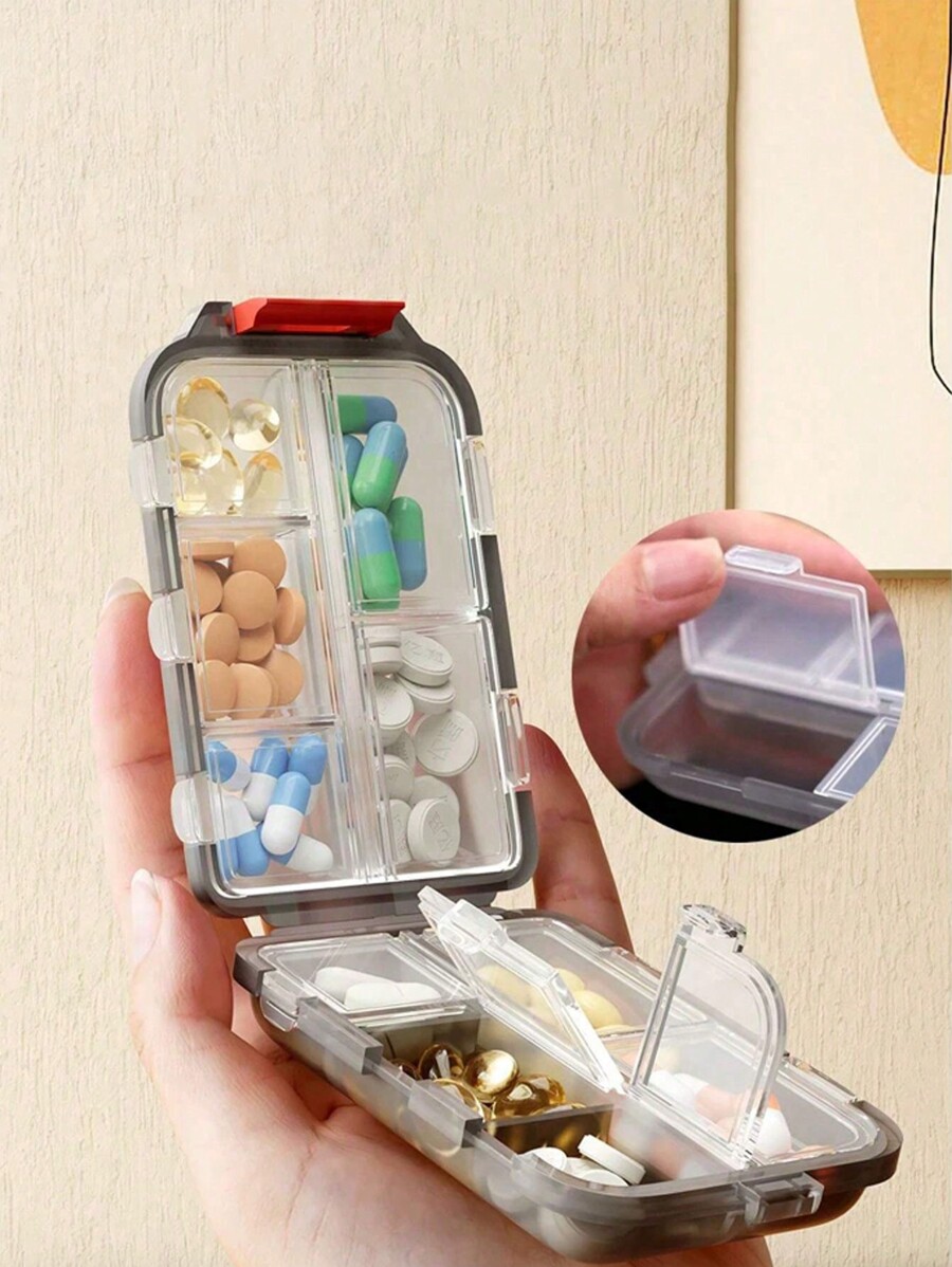 1pc Portable Dual-Layer Small Pill Box For Medication Storage ...