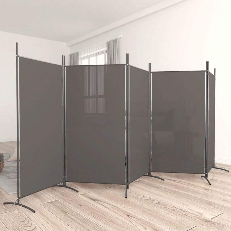 5 Panel Fabric Room Divider Anthracite Color 433x180 Cm Versatile Space ...