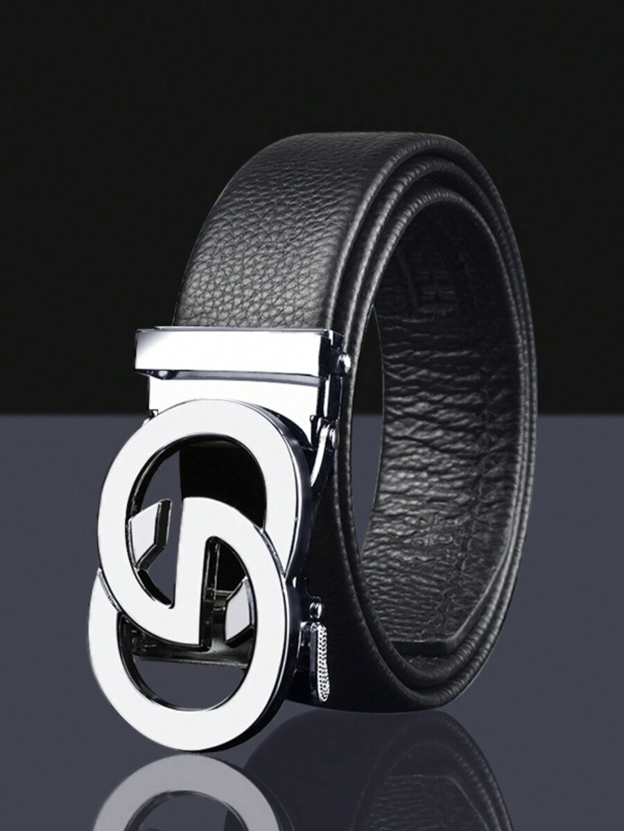 Men's Letter Buckle Automatic Belt With Imitation Cowhide And Lychee ... Men's Letter Buckle Automatic Belt With Imitation Cowhide And Lychee ...