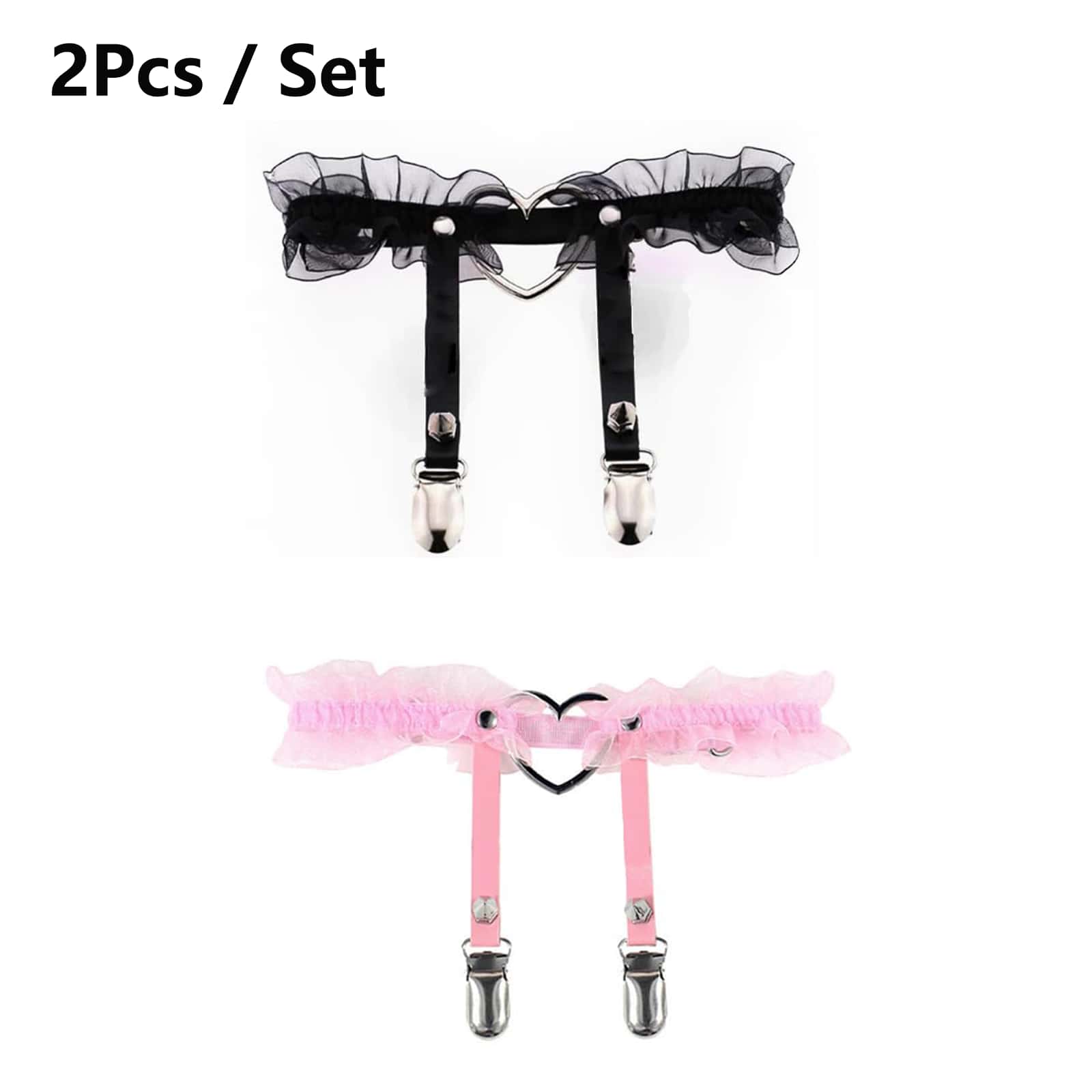 2Pcs Lace Leg Garters For Thigh Adjustable Heart Shaped Leg Garters ...